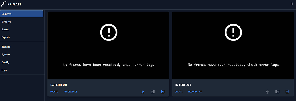 Frigate - No frames have benn received, check error logs - Entraide Home Assistant - Home ...