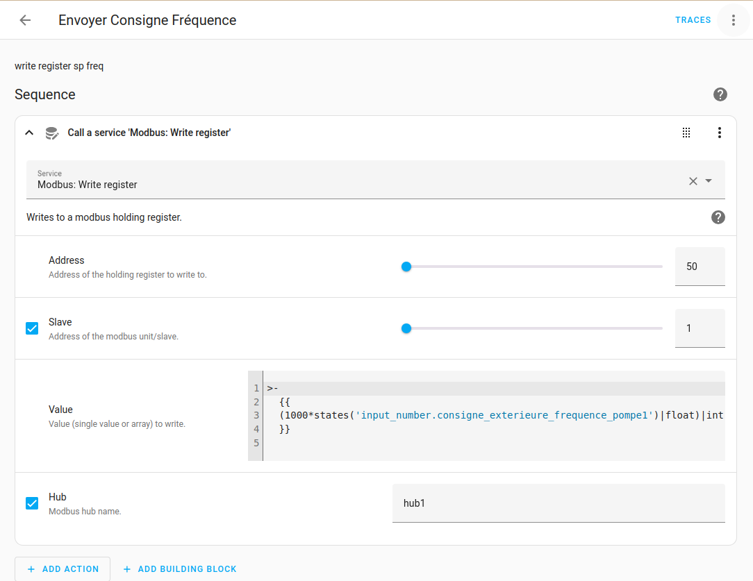 Mise en oeuvre YAML de " service: modbus.write_register" dans un liaison Modbus TCP HA-->API ...